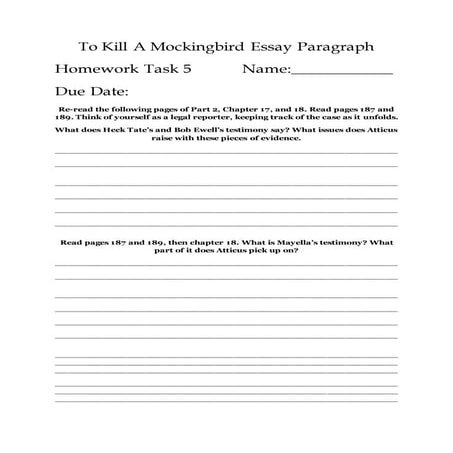 Mini essay 5 - to kill a mockingbird essay paragraph - Homework ...