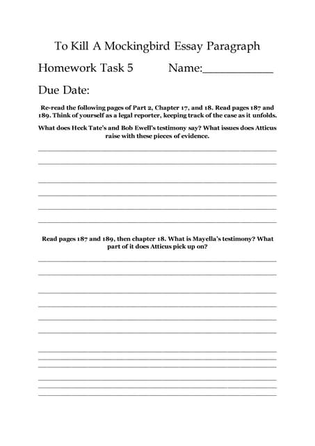 Mini essay 3 - to kill a mockingbird essay paragraph - Homework ...