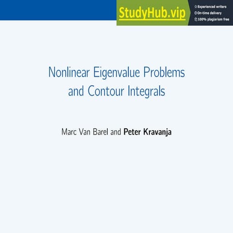 2015 - Nonlinear Eigenvalue Problems And Contour Integrals | PDF