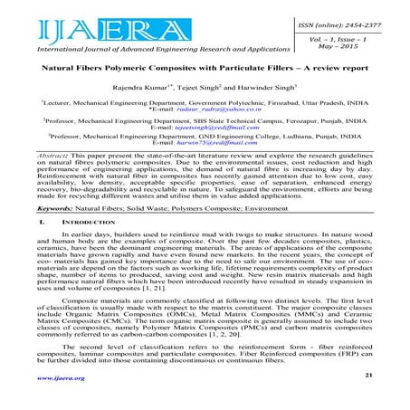 Natural Fibers Polymeric Composites with Particulate Fillers – A review ...