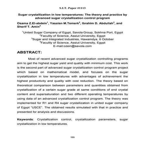 sugar crystallization under low temperatures benefits | PDF