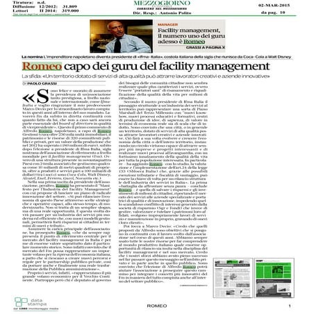 Alfredo Romeo nominato presidente IFMA Italia | PDF