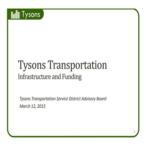 Operational Analysis of Dulles Toll Road Ramps to Tysons | PPTX