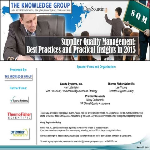 Supplier Quality Management: Best Practices and Practical Insights in ...