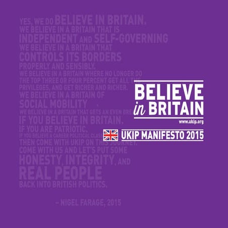 The UKIP Manifesto 2015 - Believe in Britain | PDF