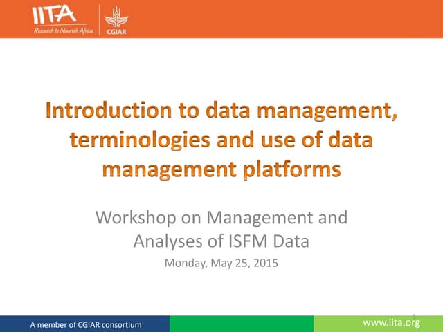 Introduction To Data Management Terminologies And Use Of Data