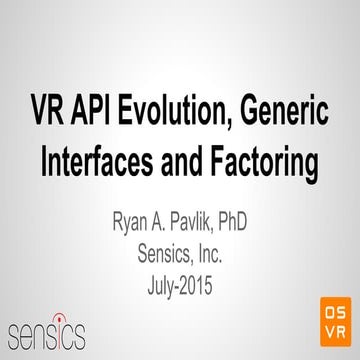 VR API Evolution, Generic Interfaces, and Factoring | PDF