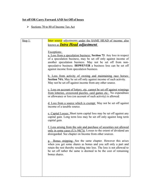 Set off & carry forward | PPTX