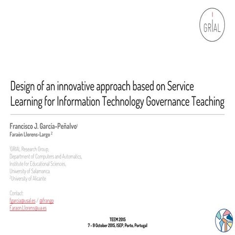 Design of an innovative approach based on Service Learning for ...