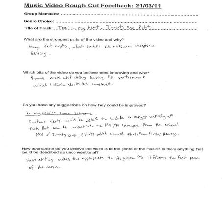 Rough Cut Feedback | PDF