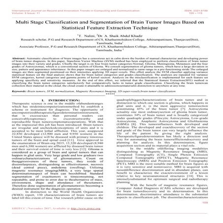 Multi Stage Classification and Segmentation of Brain Tumor Images Based ...