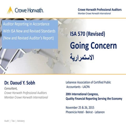 ISA 570 (Revised) Going Concern - الاستمرارية | PPTX