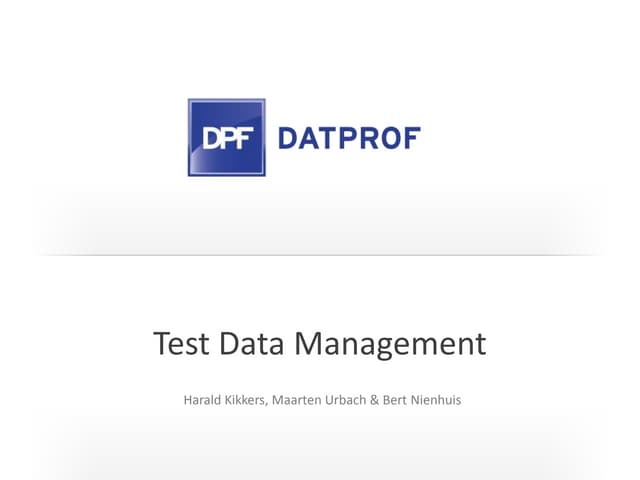 Datprof Test Data Management Data Privacy And Data Subsetting English