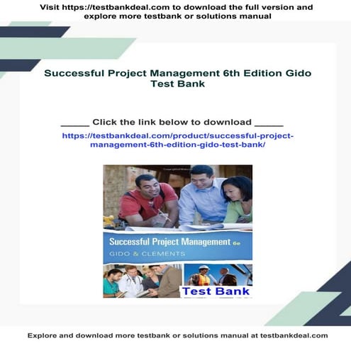 Successful Project Management 6th Edition Gido Test Bank | PDF