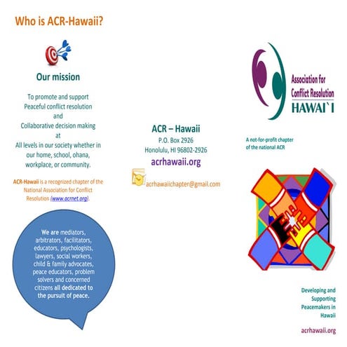 Association for Conflict Resolution Hawaii Chapter Flyer | PDF