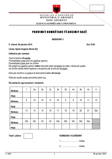 Modele testesh per kl i | PDF