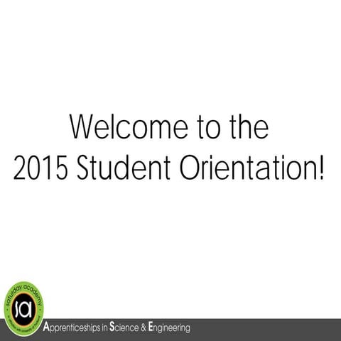 2015 ASE Orientation for Students - online version | PPT