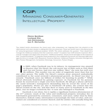 Consumer Generated Intellectual Property (CGIP) | PDF