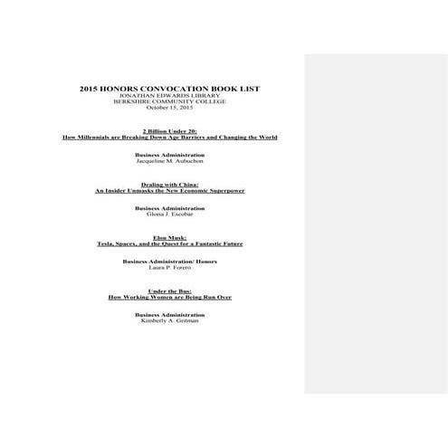 2015 convocation book list | PDF