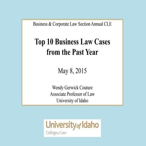 Top 10 Business Law Cases of the Year (2015) | PPT