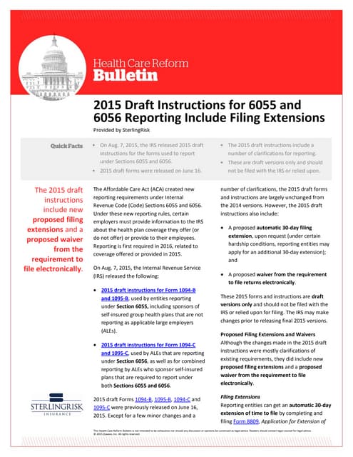 IRS Issues Draft Forms and Instructions for 2016 Reporting | PDF