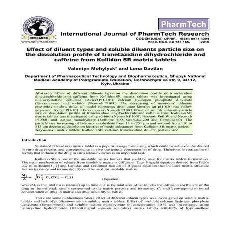 Effect of diluent types and soluble diluents particle size on the ...