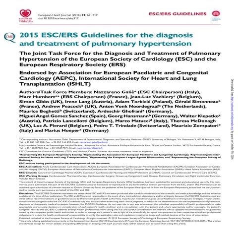 2015 Esc Ers Guidelines For The Diagnosis Hp Pdf
