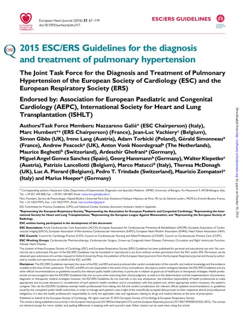 2015 Esc Ers Guidelines For The Diagnosis Hp Pdf