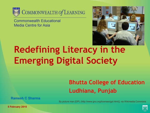 Redefining Literacy In The Emerging Digital Society Ppt