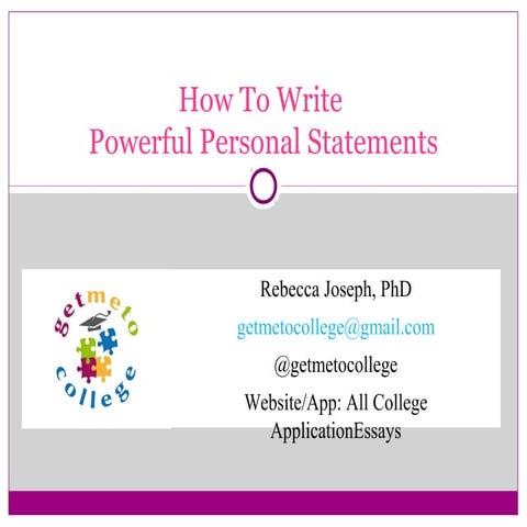 2015 Hamilton College NIght: How To Write Powerful Personal Statements ...