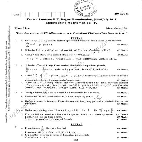 4th Semester (June; July-2015) Civil Engineering Question Paper | PDF
