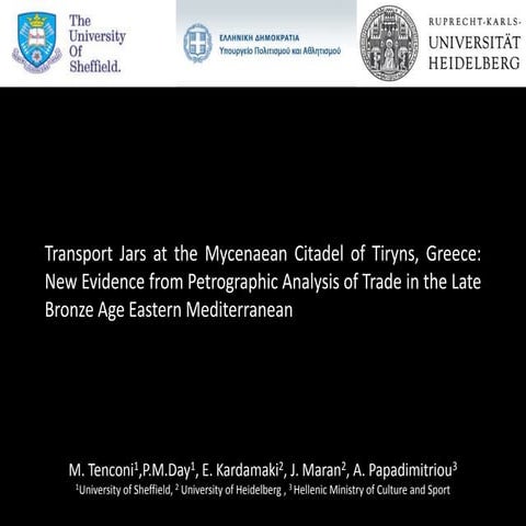 Transport Jars at the Mycenaean Citadel of Tiryns, Greece: New Evidence ...