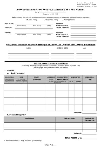 Saln form 2015 legal | PDF