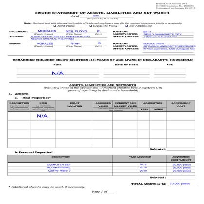 2015 saln form_[pdf] | PDF | Personal Taxes | Personal Finance