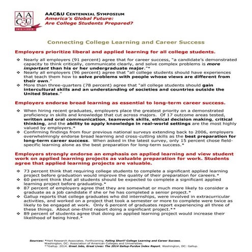Connecting College Learning and Career Success | PDF | Undergraduate ...