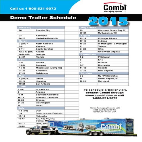 2015 Combi Equipment Demo Trailer Schedule | PDF