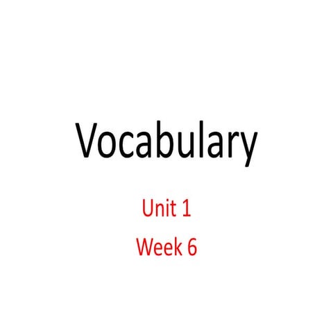 2015 unit 1 week 6 | PPTX
