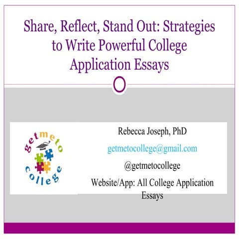 Share, Reflect, Stand Out: Strategies to Write Powerful College ...