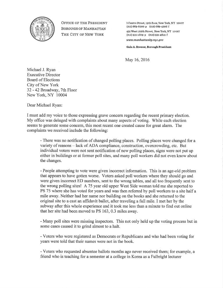 Letter Of Concern To Board Of Elections Regarding Voters Problems Du Letter Of Concern To Board Of Elections Regarding Voters Problems Du