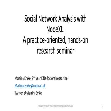 2016 09-28 social network analysis with node-xl_emke | PPTX