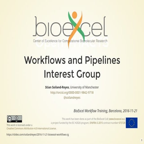 2016-11-21 BioExcel Workflows and Pipelines Interest Group | PPT