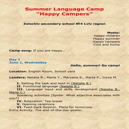 Reading Camp Matrix | DOCX