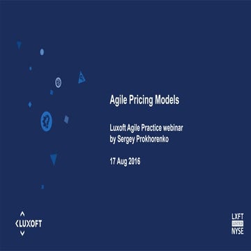 Agile Pricing Models (webinar by Luxoft Agile Practice) | PPTX