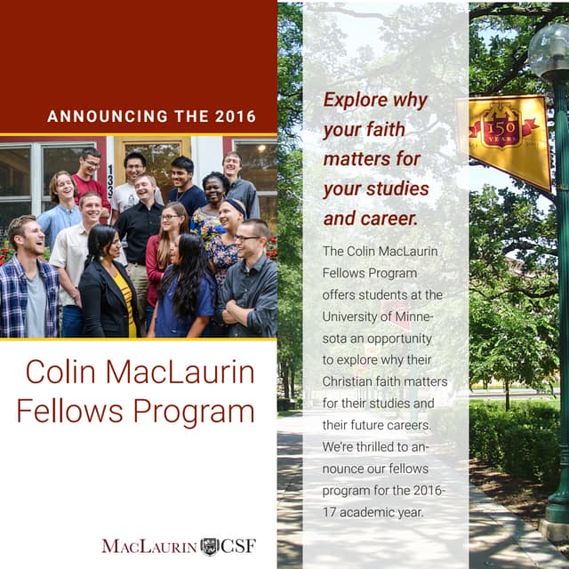 2016-17 Colin MacLaurin Fellows Program at the University of Minnesota ...