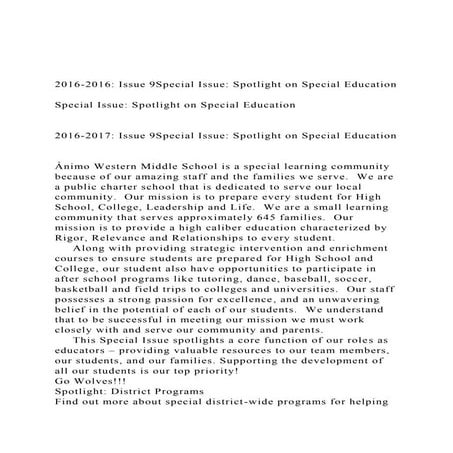 2016-2016 Issue 9Special Issue Spotlight on Special Educatio.docx ...