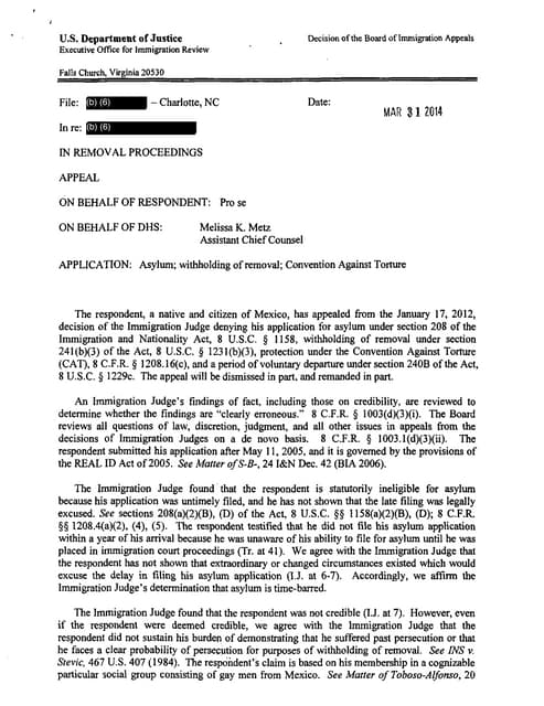 Credible Fear Review From Immigration Judges | PDF