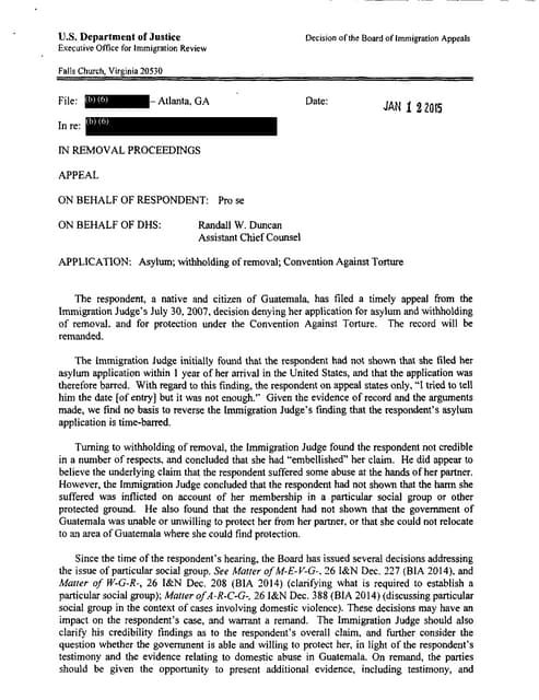 Credible Fear Review From Immigration Judges | PDF