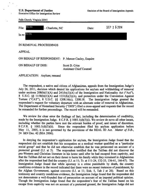 Credible Fear Review From Immigration Judges | PDF