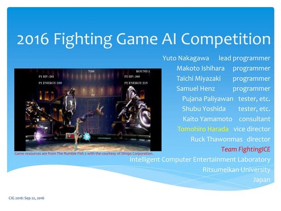 Applying fuzzy control in fighting game ai | PPT
