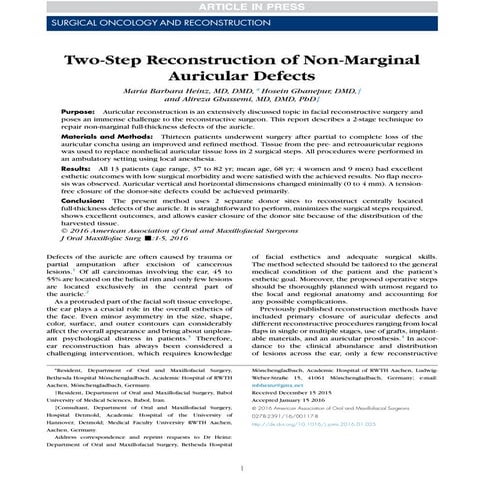 2016 heinz-two-step reconstruction of non-marginal auricular defects | PDF